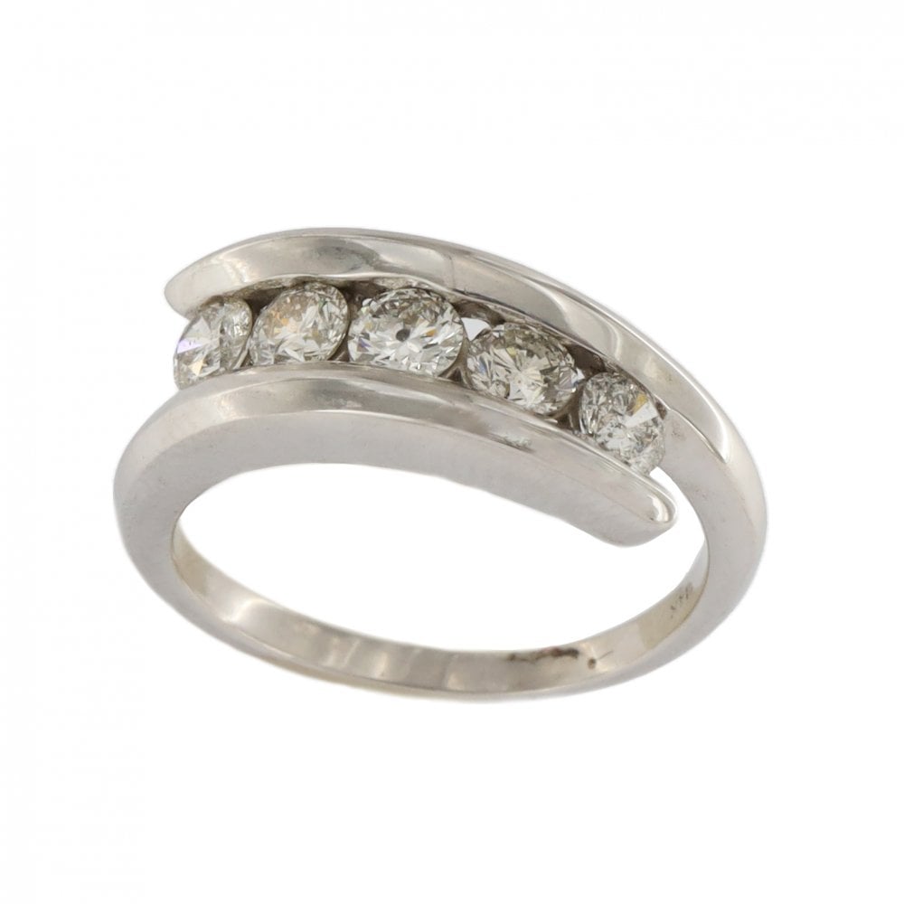 14ct White Gold Diamond 5 Stone 1.00ct Ring – Arthur Kay & Bro